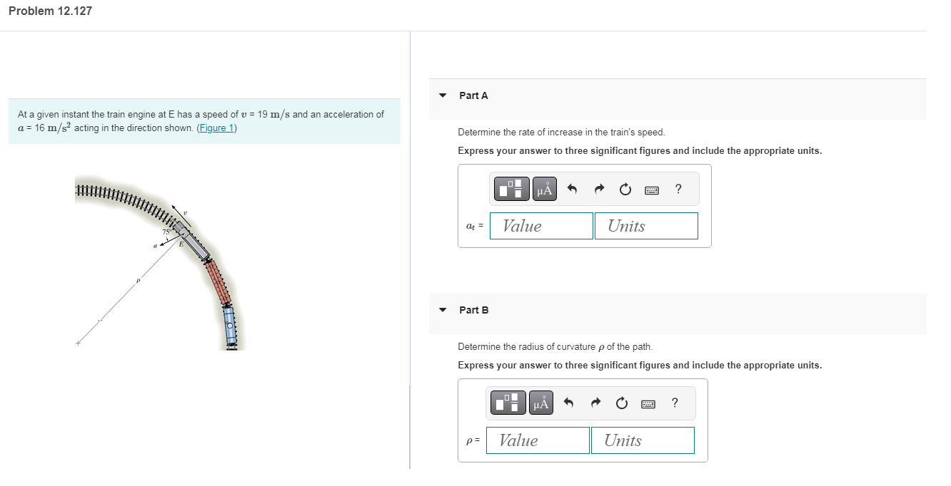 Solved At ﻿a given instant the train engine at E ﻿has a | Chegg.com