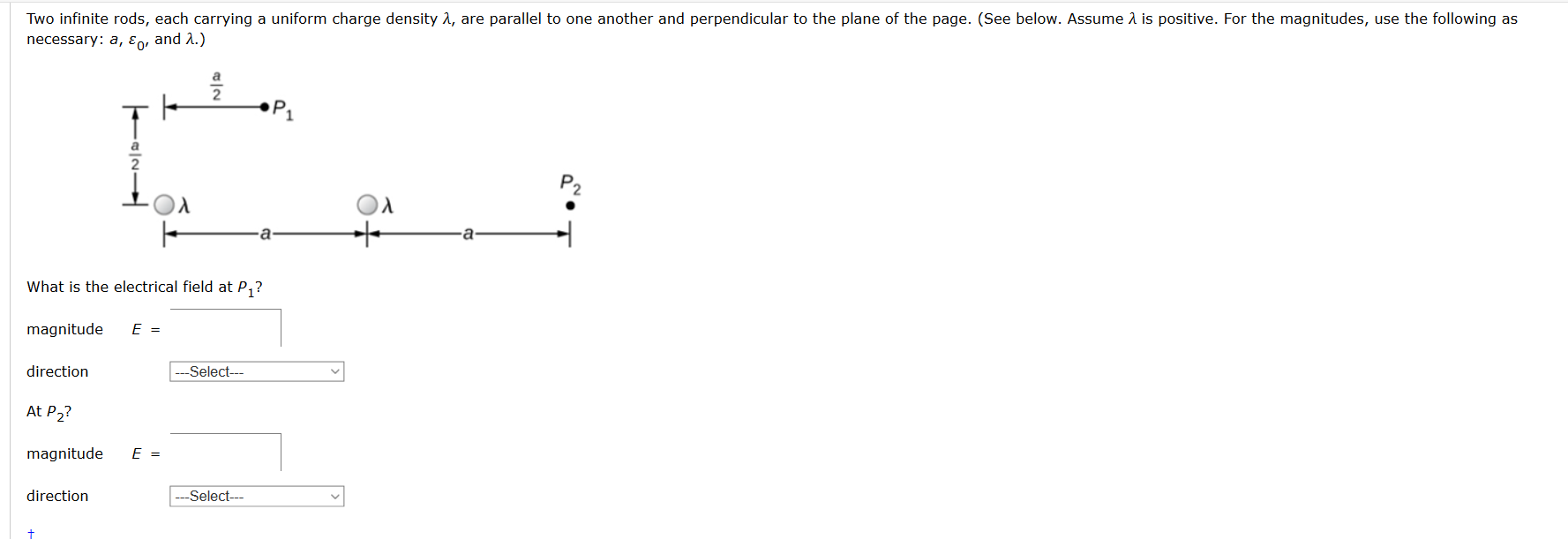 Solved Two infinite rods, each carrying a uniform charge | Chegg.com