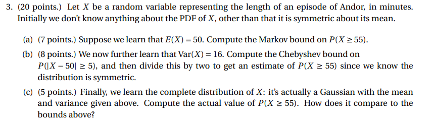 Solved ( 20 points.) Let X be a random variable representing | Chegg.com