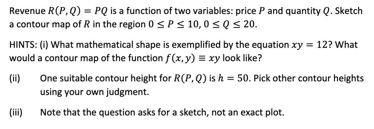 Solved Revenue R(P,Q)=PQ is a function of two variables: | Chegg.com