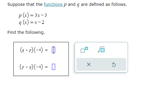 Solved Suppose that the functions p ﻿and q ﻿are defined as | Chegg.com