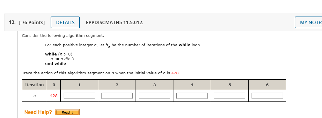 Solved 13. [-76 Points) DETAILS EPPDISCMATH5 11.5.012. MY | Chegg.com