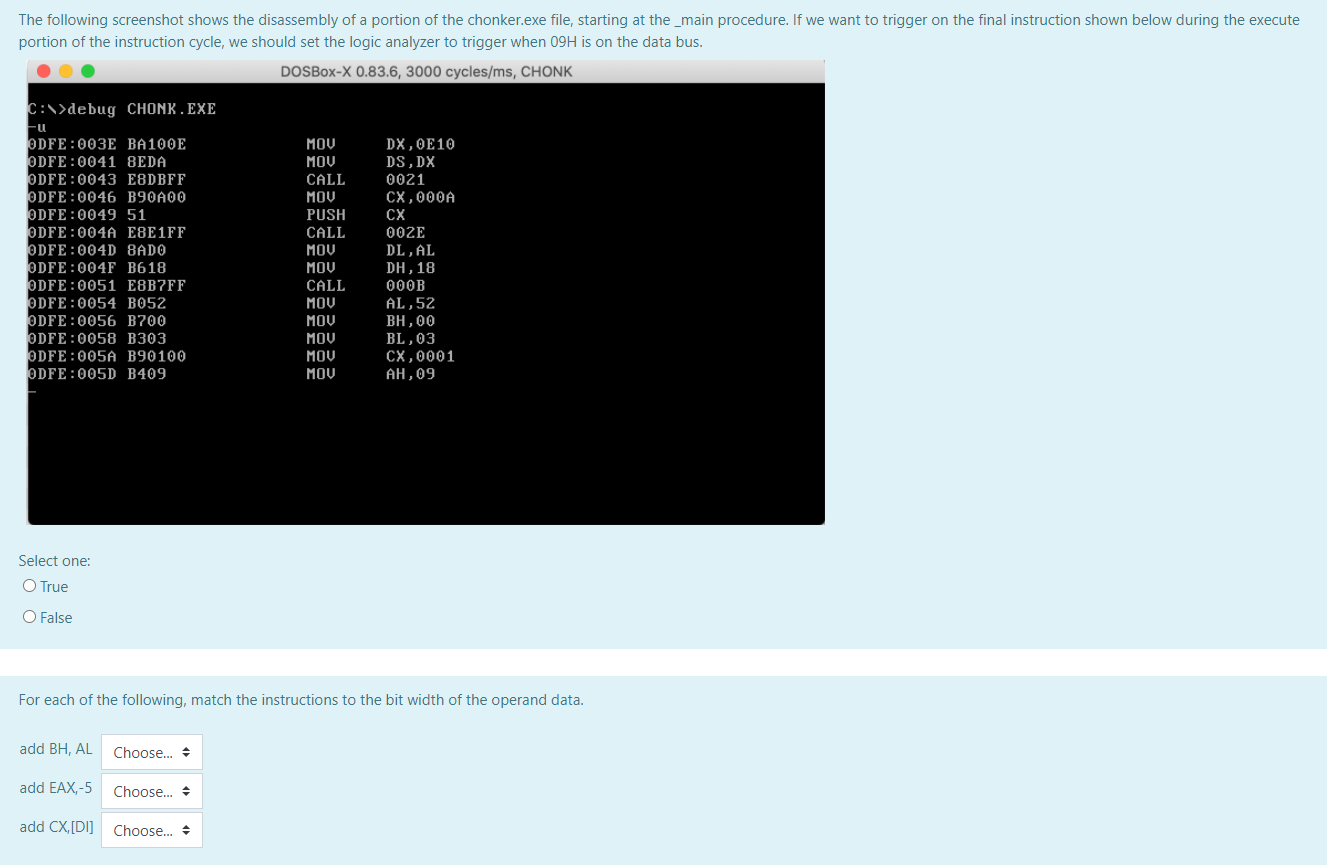 Solved The following screenshot shows the disassembly of a | Chegg.com