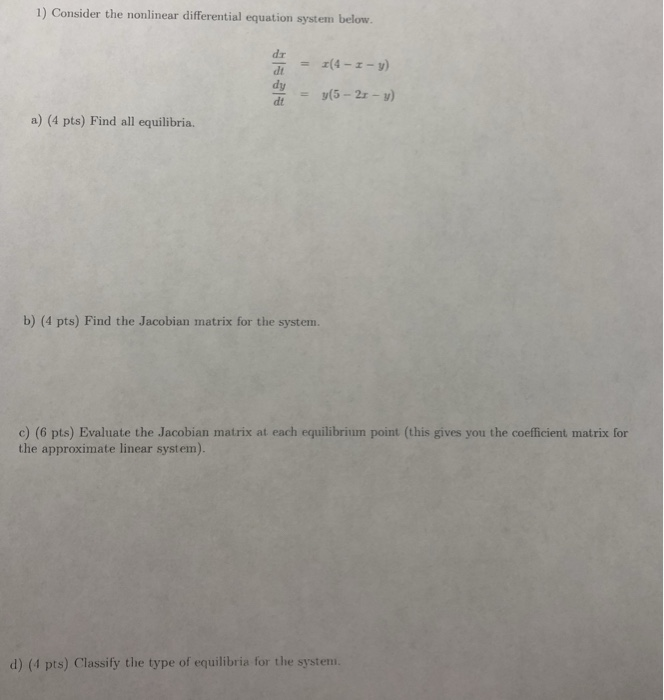 Solved 1) Consider the nonlinear differential equation | Chegg.com