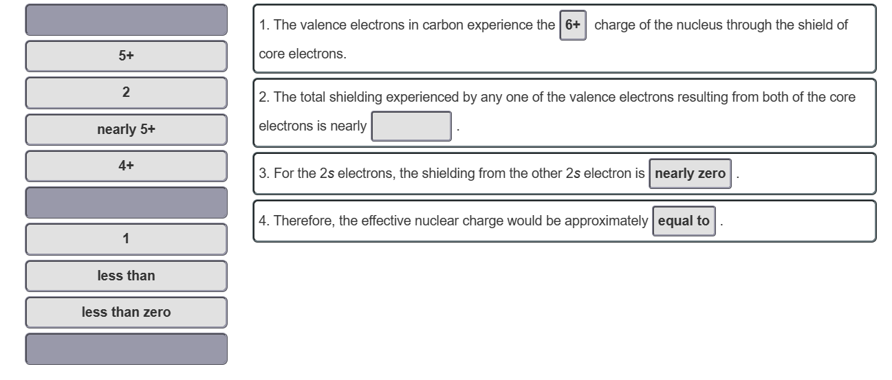 Solved 1. The valence electrons in carbon experience the | Chegg.com