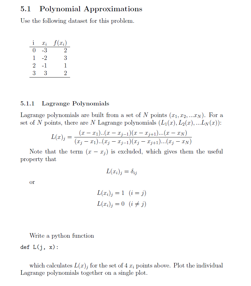 5.1 Polynomial Approximations Use the following | Chegg.com