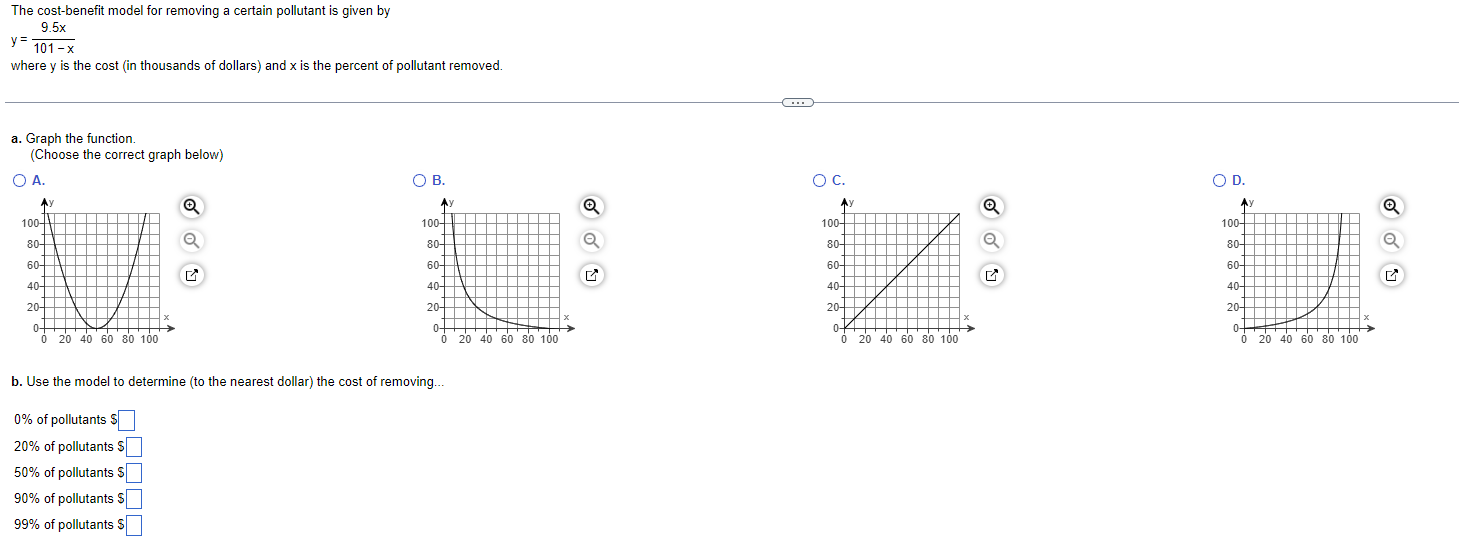 Solved The cost-benefit model for removing a certain | Chegg.com