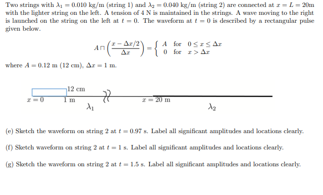 Solved Two strings with $1 = 0.010 kg/m (string 1) and 12 = | Chegg.com