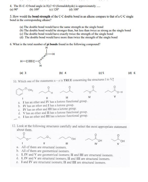 Solved 4. The H-C-O bond angle in HC=0 (formaldehyde) is | Chegg.com