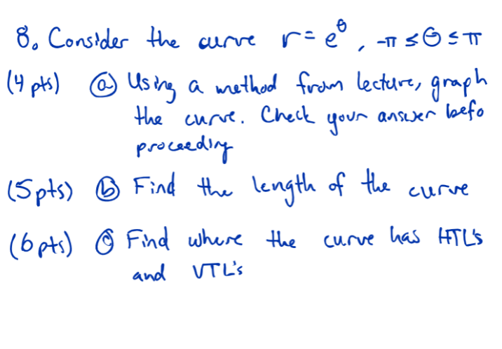 Solved your anse answer befo 8. Consider the curve r= eo | Chegg.com