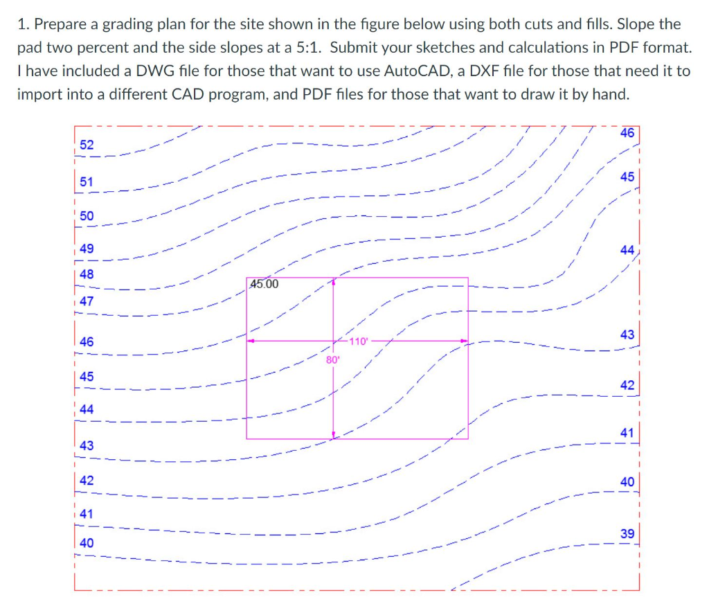 1. Prepare a grading plan for the site shown in the | Chegg.com