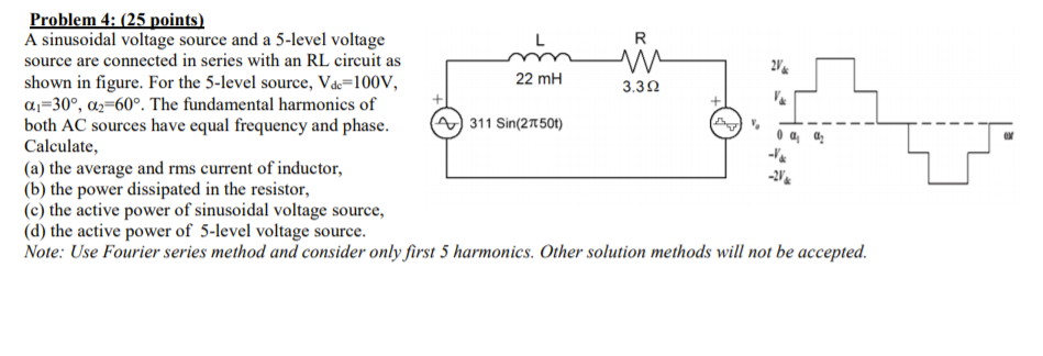 Solved Problem 4: (25 points) A sinusoidal voltage source | Chegg.com