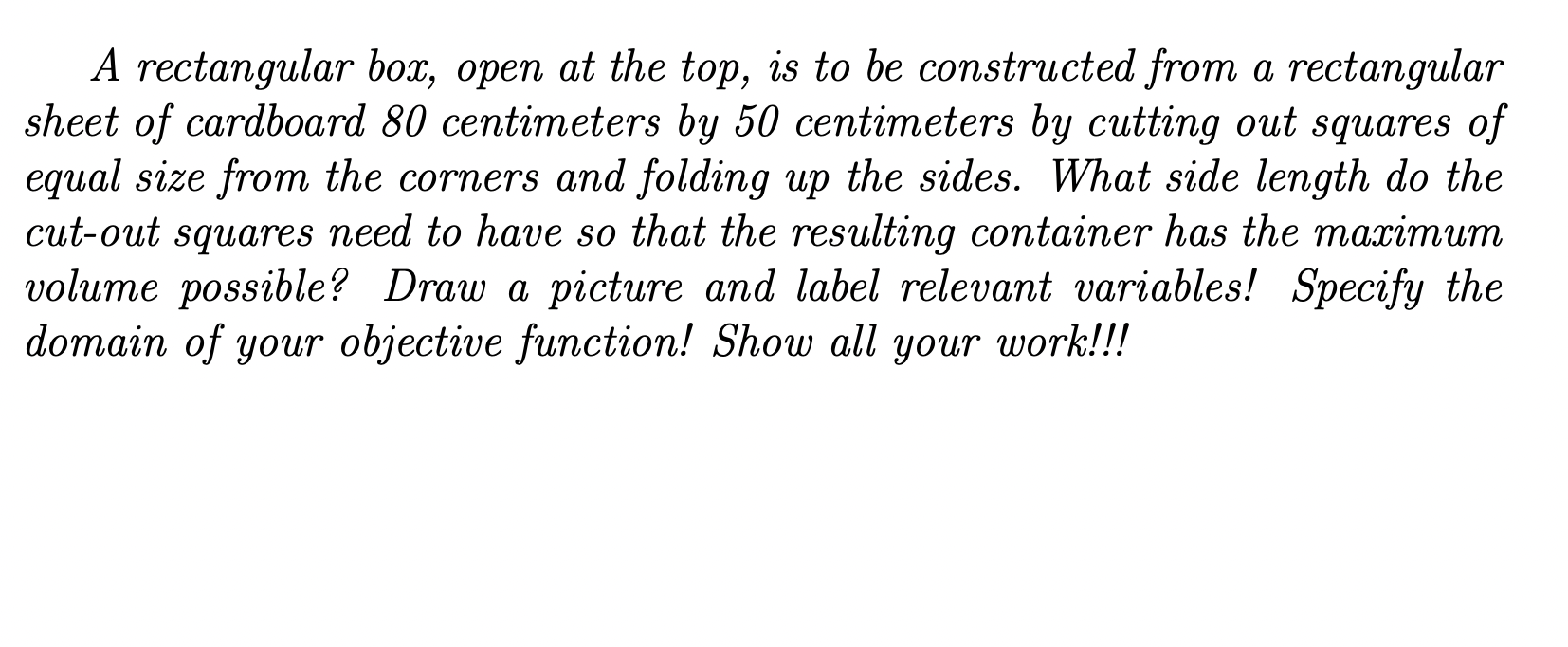 Solved A rectangular box, open at the top, is to be | Chegg.com