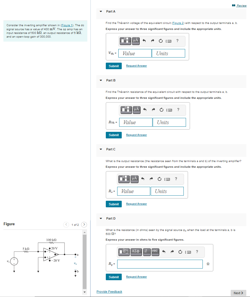 Solved Consider the inverting amplifier shown in Find the | Chegg.com