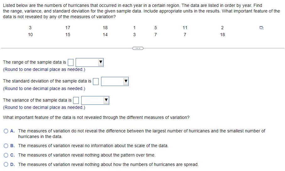 Solved Listed below are the numbers of hurricanes that | Chegg.com