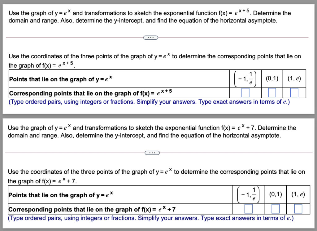 Solved Use the graph of y=eX and transformations to sketch | Chegg.com