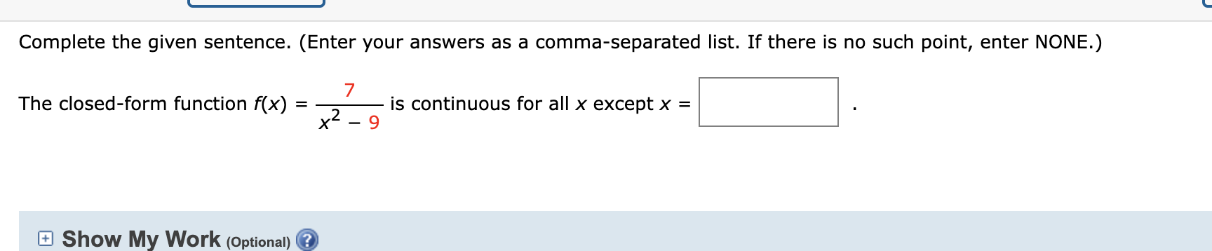 Solved Complete the given sentence. (Enter your answers as a | Chegg.com