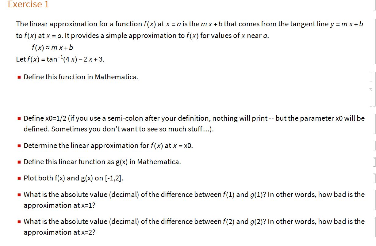 Solved Exercise 1 The linear approximation for a function | Chegg.com