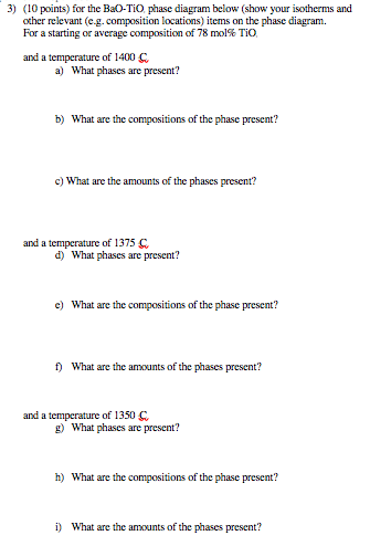 Solved (10 points) for the BaO-TiO2 phase diagram | Chegg.com