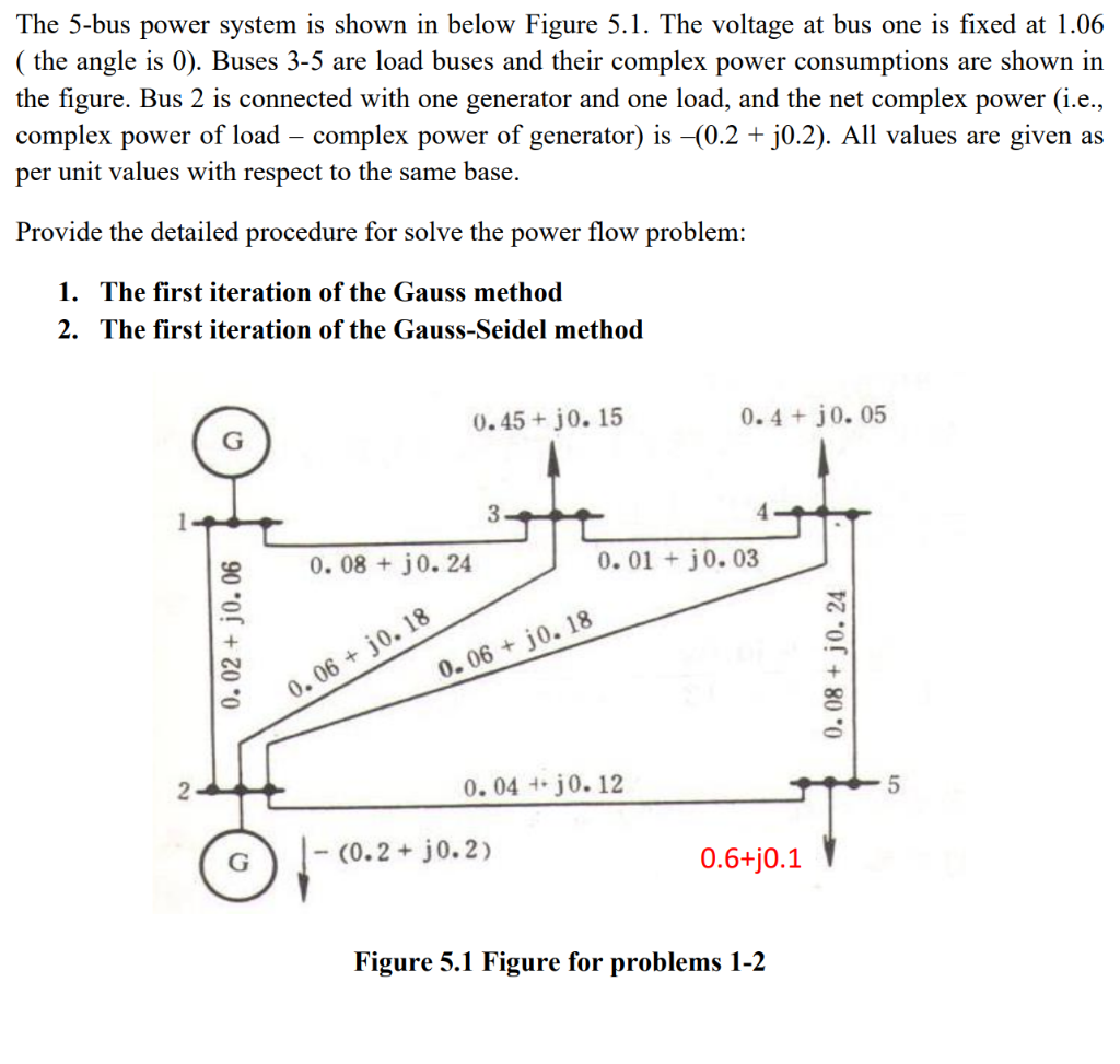 Solved The 5-bus power system is shown in below Figure 5.1. | Chegg.com