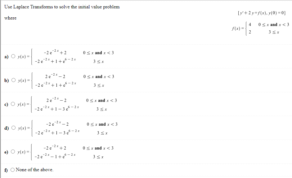 Solved Use Laplace Transforms to solve the initial value | Chegg.com
