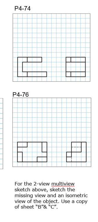 Solved For the 2-view multiview sketch above, sketch the | Chegg.com