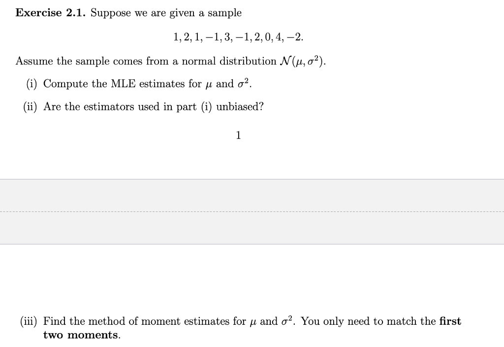 Solved Exercise 2.1. Suppose we are given a sample | Chegg.com