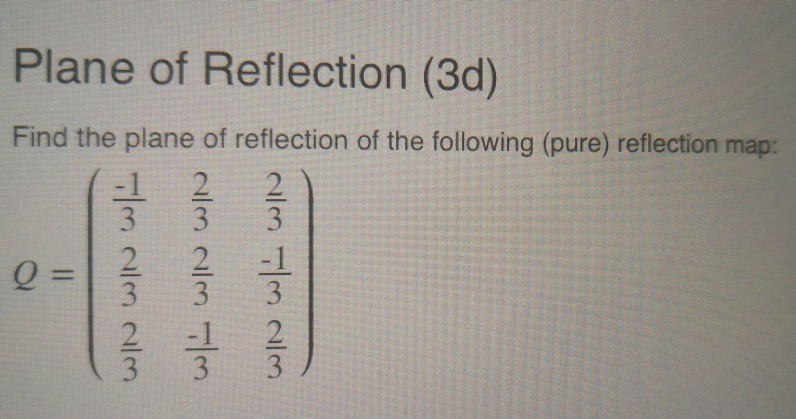 Solved Plane of Reflection (3d) Find the plane of reflection | Chegg.com
