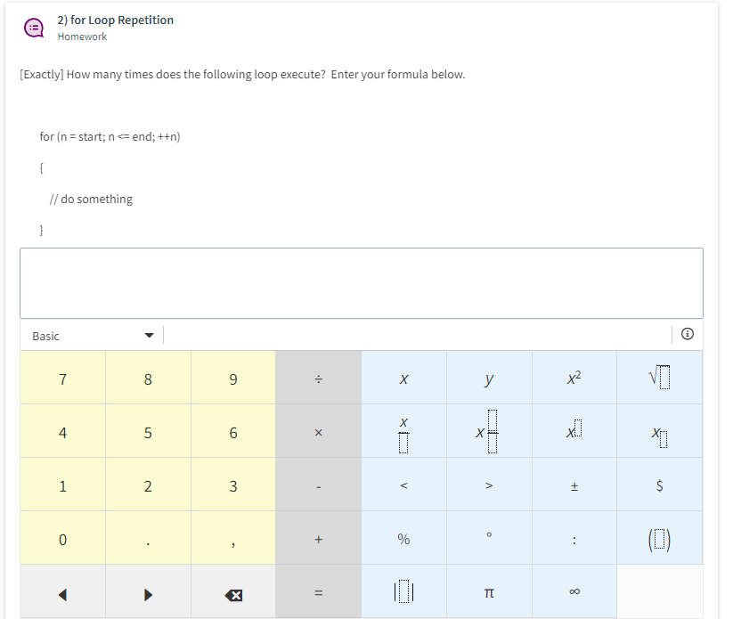 Solved 2) for Loop Repetition Homework [Exactly] How many | Chegg.com