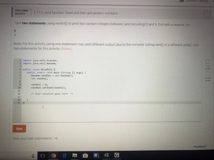 Solved E 2y80ORS Catalog CHALLENGE ACTIVITY217 2: rand | Chegg.com