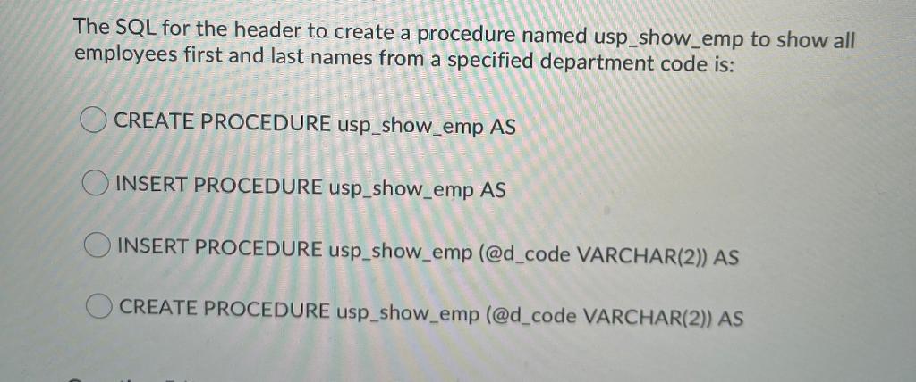 Solved EMPLOYEE EmplD DeptCode AC AC FirstName Mark Jose | Chegg.com