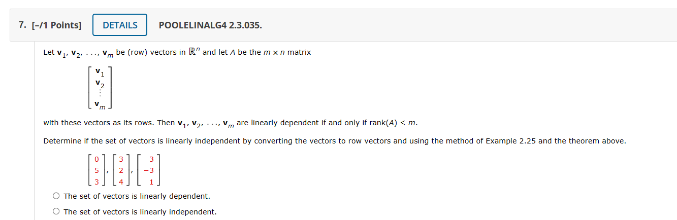 Solved Let v1,v2,…,vm be (row) vectors in Rn and let A be | Chegg.com
