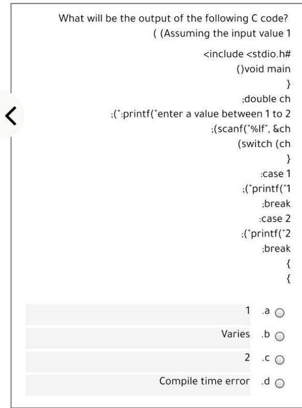 Solved What will be the output of the following C code? | Chegg.com