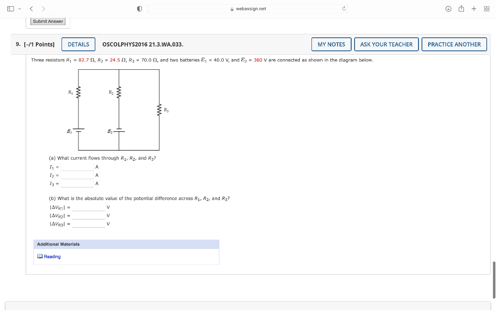 Solved EN webassign.net 0 + 88 Submit Answer 9. (-/1 | Chegg.com