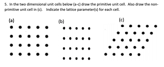 Solved 5. In the two dimensional unit cells below (a-c) draw | Chegg.com