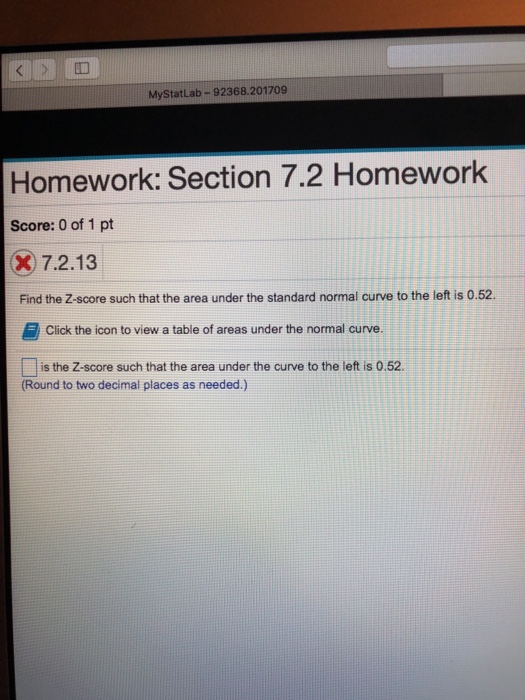Solved MyStatLab-92368.201709 Homework: Section 7.2 Homework | Chegg.com