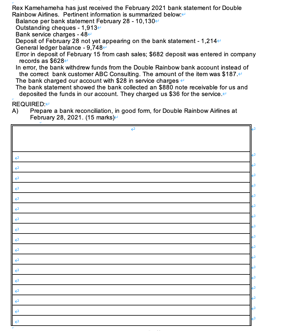 Solved Rex Kamehameha has just received the February 2021 | Chegg.com