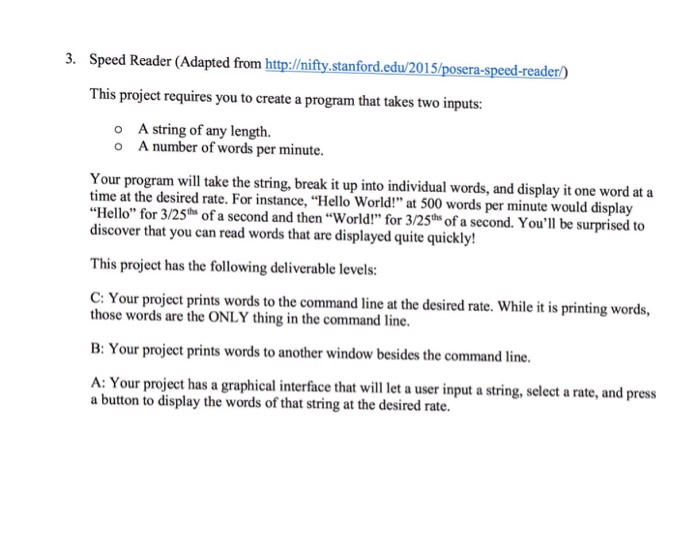 Solved Speed Reader (Adapted | Chegg.com