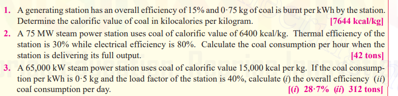 Solved 1. A generating station has an overall efficiency of | Chegg.com