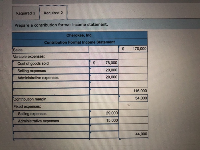 Solved Exercise 1-6 Traditional and Contribution Format | Chegg.com