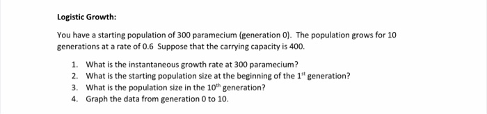 Solved Logistic Growth: You have a starting population of | Chegg.com