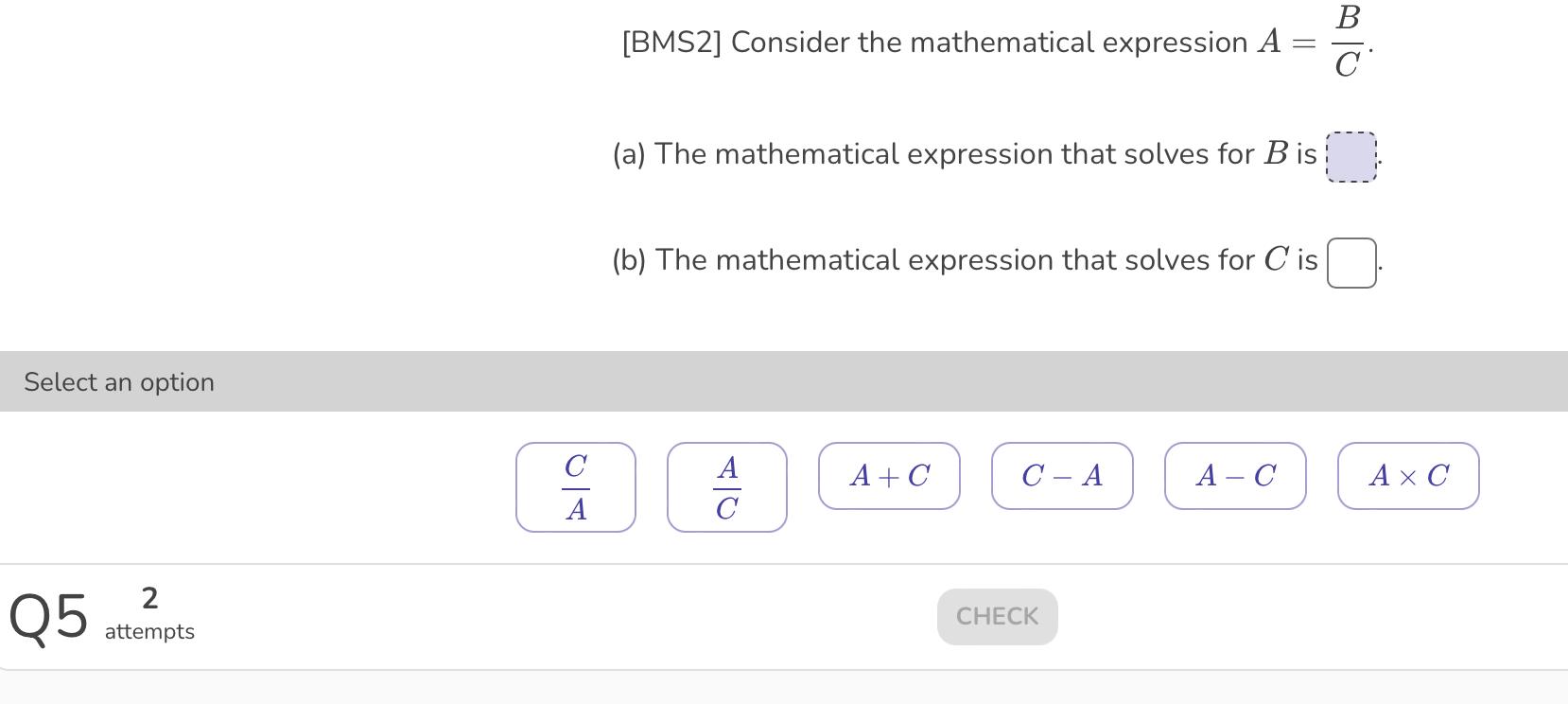 Solved [BMS2] Consider the mathematical expression A=CB (a) | Chegg.com