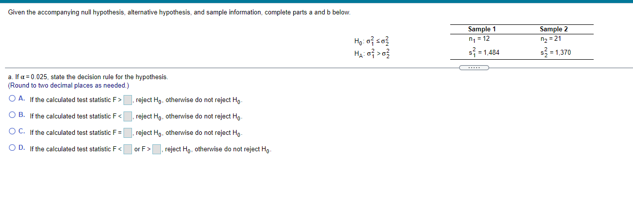 Solved Given the accompanying null hypothesis, alternative | Chegg.com