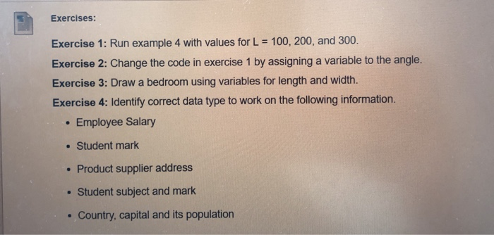 Solved Exercises: Exercise 1: Run example 4 with values for | Chegg.com
