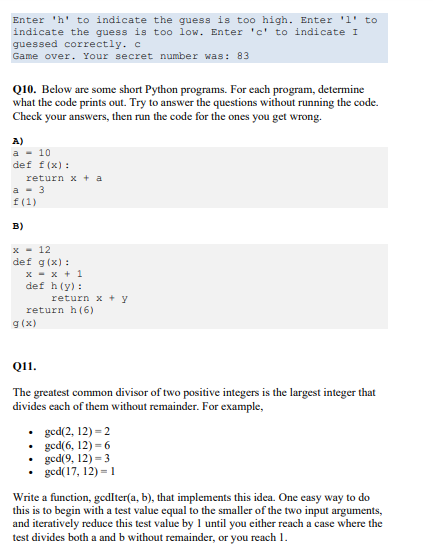 PYTHON EXERCISE I Q1. Assume that two variables, varA | Chegg.com