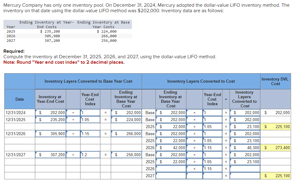 Solved Mercury Company has only one inventory pool. On | Chegg.com