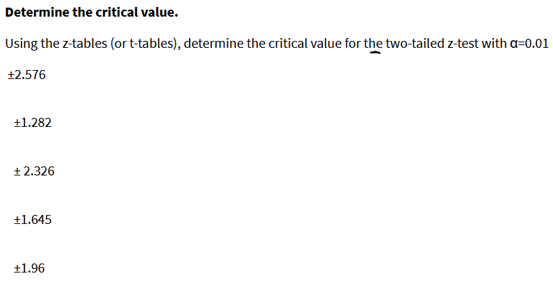 Solved Determine the critical value. Using the z-tables (or | Chegg.com
