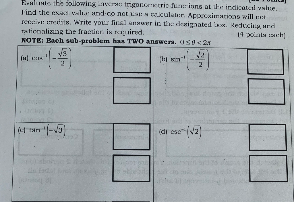 Solved Evaluate the following inverse trigonometric | Chegg.com