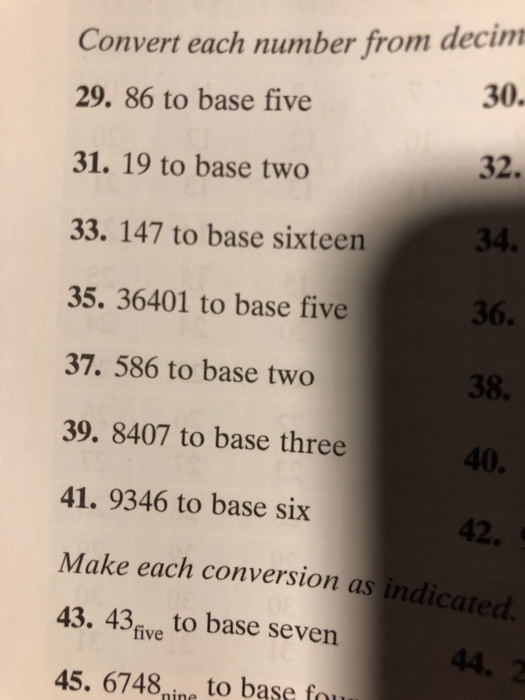 Solved Convert each number from decim 29. 86 to base five | Chegg.com