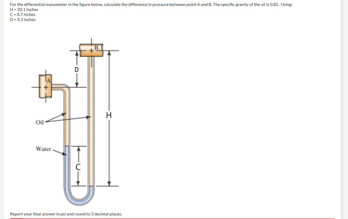 Solved For the differential manometer in the figure below, | Chegg.com